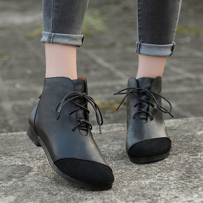 S194 Manufacturer Sen simple handmade leather original women's shoes fashion all-match flat-bottom lace-up literary retr