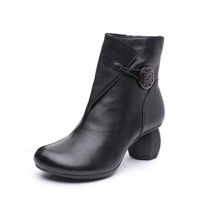 S197 Factory retro leather handmade original autumn and winter new women's boots special-shaped stable high-heeled ethni