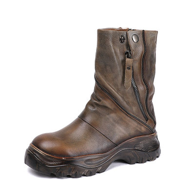 S198 Manufacturers autumn and winter foamed outsole fashion personalized original women's shoes leather thick-soled midd