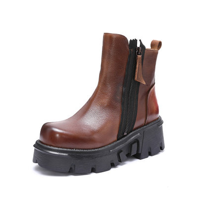 S204 Manufacturers autumn and winter thick-soled high-heeled simple fashion all-match Martin boots increase handmade l