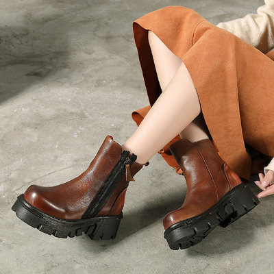 S204 Manufacturers autumn and winter thick-soled high-heeled simple fashion all-match Martin boots increase handmade l
