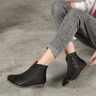 S206 Factory leather women's boots ethnic style flat ankle boots literary simple wild handmade boots winter women's shoe