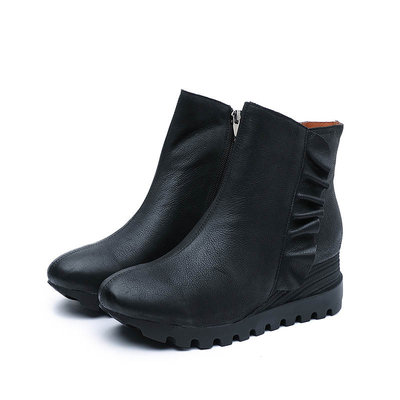 S207 Factory leather women's boots ethnic style flat ankle boots literary simple and versatile handmade boots winter wom