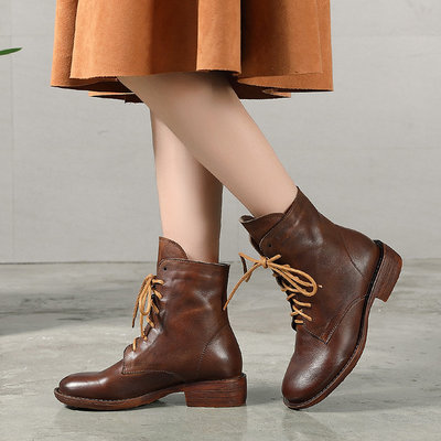 S208 Manufacturers autumn and winter warm velvet thick handmade leather boots fashion classic all-match Martin boots sho