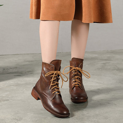 S208 Manufacturers autumn and winter warm velvet thick handmade leather boots fashion classic all-match Martin boots sho