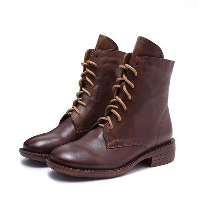 S208 Manufacturers autumn and winter warm velvet thick handmade leather boots fashion classic all-match Martin boots sho