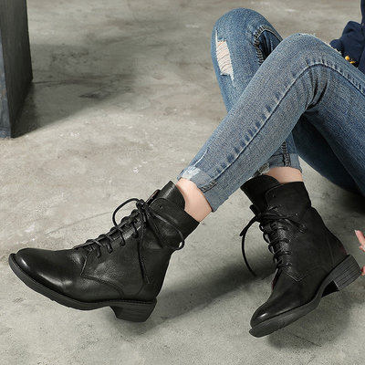 S208 Manufacturers autumn and winter warm velvet thick handmade leather boots fashion classic all-match Martin boots sho