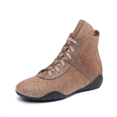 S209 Manufacturers cotton and linen stitching leather forest simple and comfortable boots, literary and fresh lace-up au