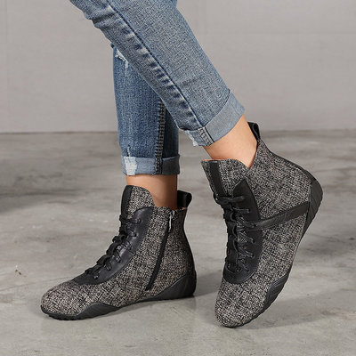 S209 Manufacturers cotton and linen stitching leather forest simple and comfortable boots, literary and fresh lace-up au