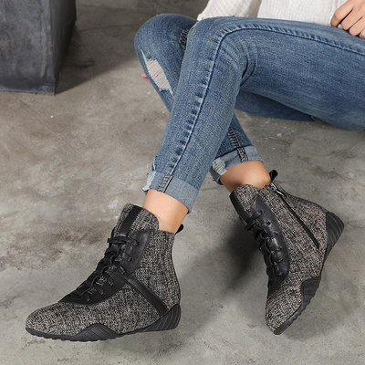 S209 Manufacturers cotton and linen stitching leather forest simple and comfortable boots, literary and fresh lace-up au