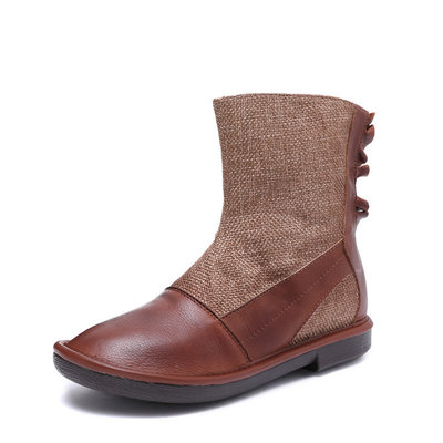 S213 Simple forest flat comfortable four seasons women's boots cotton and linen natural fashion all-match handmade women