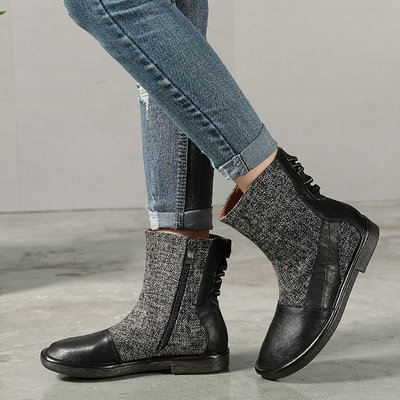 S213 Simple forest flat comfortable four seasons women's boots cotton and linen natural fashion all-match handmade women