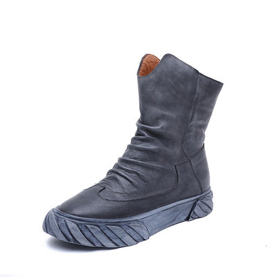 S215 Factory thick velvet autumn and winter new style cowhide boots polish color handmade ethnic retro leather women's s