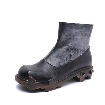 S220 Thick velvet ethnic retro short boots handmade leather original warm women's shoes leather boots wholesale