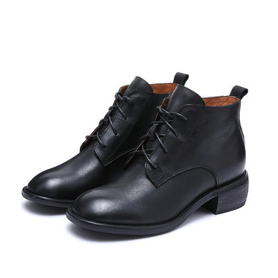 S231 Fashion British minimalist leather handmade short boots comfortable and wear-resistant rubber-soled Martin boots