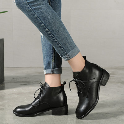 S231 Fashion British minimalist leather handmade short boots comfortable and wear-resistant rubber-soled Martin boots