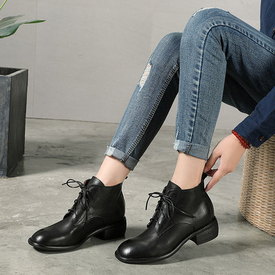 S231 Fashion British minimalist leather handmade short boots comfortable and wear-resistant rubber-soled Martin boots