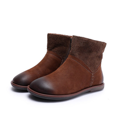 S233 Warm thick velvet frosted leather handmade boots fashion all-match women's shoes handmade cotton boots