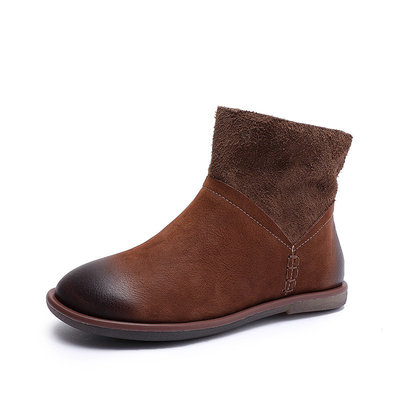 S233 Warm thick velvet frosted leather handmade boots fashion all-match women's shoes handmade cotton boots