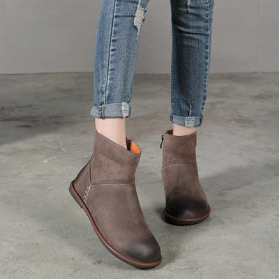 S233 Warm thick velvet frosted leather handmade boots fashion all-match women's shoes handmade cotton boots