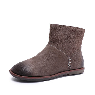 S233 Warm thick velvet frosted leather handmade boots fashion all-match women's shoes handmade cotton boots