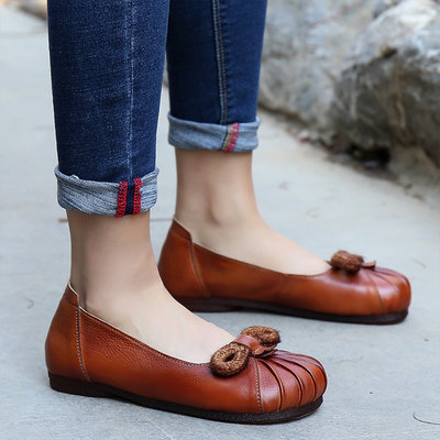S242 Spring models manufacturers handmade leather fashion simple and versatile velcro women's shoes round head comfortab