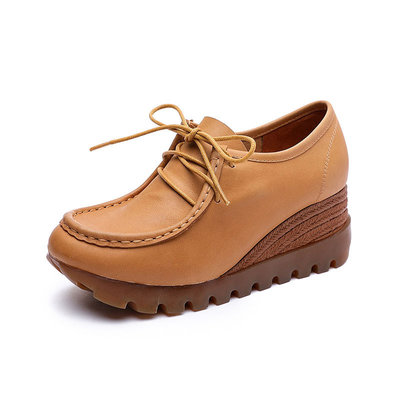 S252 2020 new leather retro high-top leather shoes with lace-up all-match fashion thick-soled increased shoes