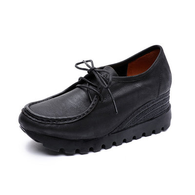 S252 2020 new leather retro high-top leather shoes with lace-up all-match fashion thick-soled increased shoes