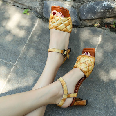 S260 Summer sandals women 2020 new Roman square toe fashion temperament women's shoes thin thick mid-heel buckle