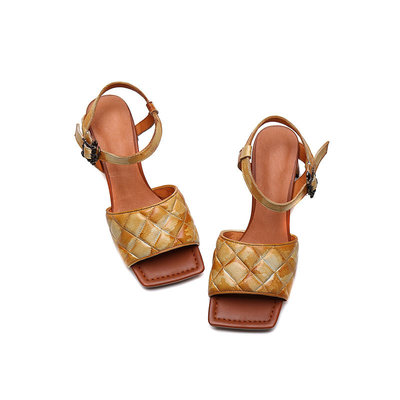 S260 Summer sandals women 2020 new Roman square toe fashion temperament women's shoes thin thick mid-heel buckle