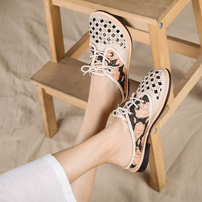 S261 Shoes women summer models 2020 hole breathable cool white shoes women printing convenient lace slippers women