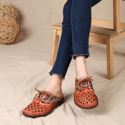 S261 Shoes women summer models 2020 hole breathable cool white shoes women printing convenient lace slippers women