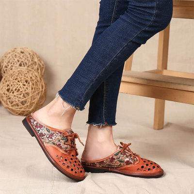 S261 Shoes women summer models 2020 hole breathable cool white shoes women printing convenient lace slippers women