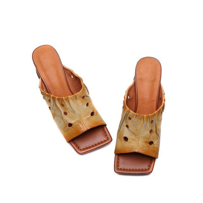 S263 Hole slip-toe slippers, cool temperament, fashionable mid-heel slippers