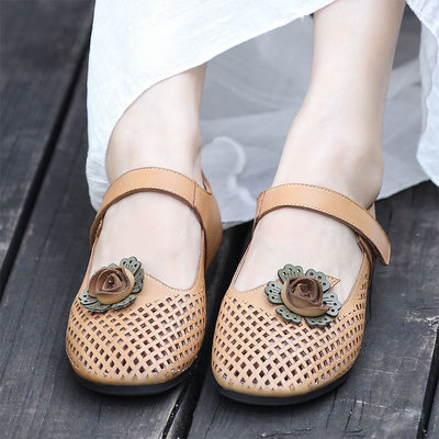 S264 Women's shoes, holes, breathable and cool, white shoes, women's printing, convenient laces, slippers, women