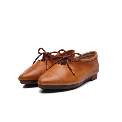 S266 New simple and versatile pointed toe leather shoes handmade lace-up women's shoes manufacturers
