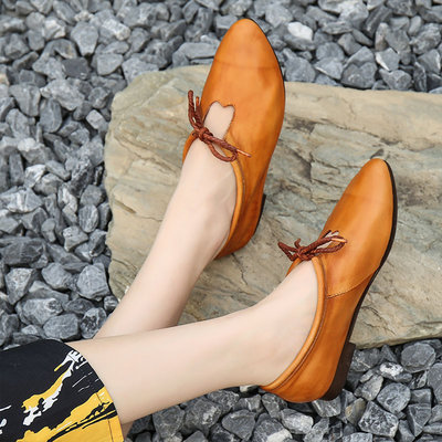 S266 New simple and versatile pointed toe leather shoes handmade lace-up women's shoes manufacturers