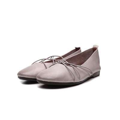 S268 New fresh literary round-toe women's shoes, chic double cross-strap soft sole shoes