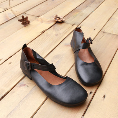 S271 One-line buckle single shoes literary fresh handmade leather women sandals factory wholesale