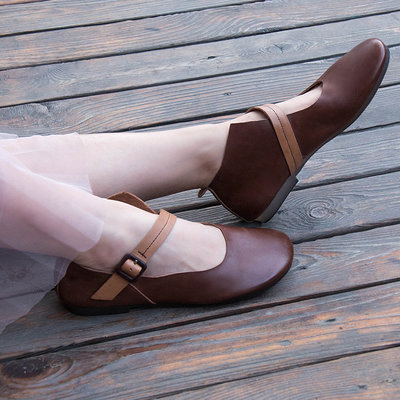 S271 One-line buckle single shoes literary fresh handmade leather women sandals factory wholesale