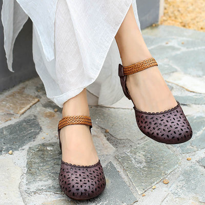 S276 2020 new handmade art all-match sandals cool breathable velcro shallow mouth comfortable women's shoes