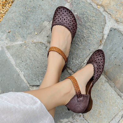 S276 2020 new handmade art all-match sandals cool breathable velcro shallow mouth comfortable women's shoes