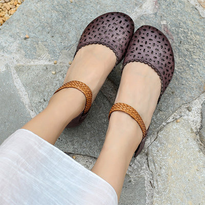 S276 2020 new handmade art all-match sandals cool breathable velcro shallow mouth comfortable women's shoes