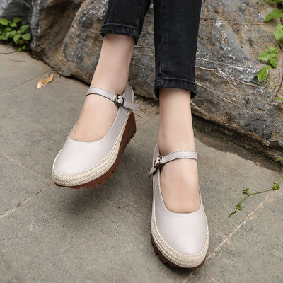 S279 Spring All-Match Leather Toe Cap Platform Sandals With Enhanced Temperament, Hand-Woven Breathable Women'S Shoes