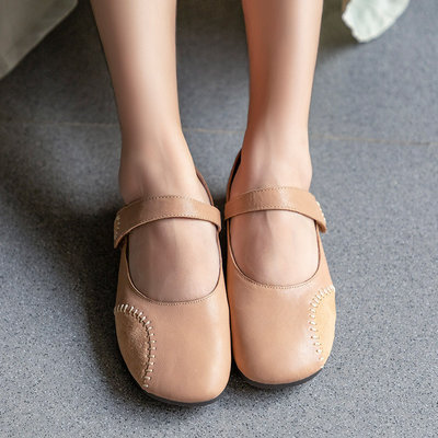 S280 New Style Velcro Single Shoes PVC Flat Bottom Comfortable Simple Handmade Leather All-Match Women'S Shoes Wholesale