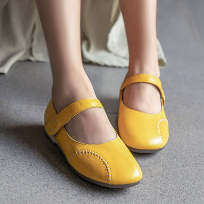 S280 New Style Velcro Single Shoes PVC Flat Bottom Comfortable Simple Handmade Leather All-Match Women'S Shoes Wholesale