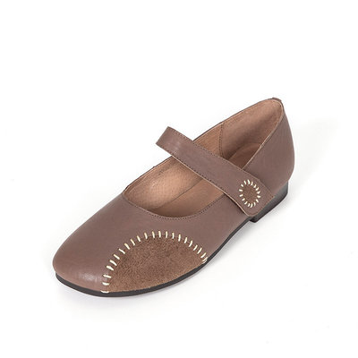 S280 New Style Velcro Single Shoes PVC Flat Bottom Comfortable Simple Handmade Leather All-Match Women'S Shoes Wholesale