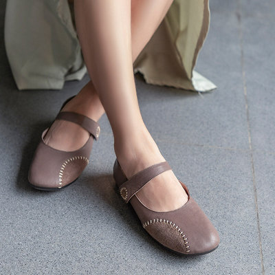 S280 New Style Velcro Single Shoes PVC Flat Bottom Comfortable Simple Handmade Leather All-Match Women'S Shoes Wholesale