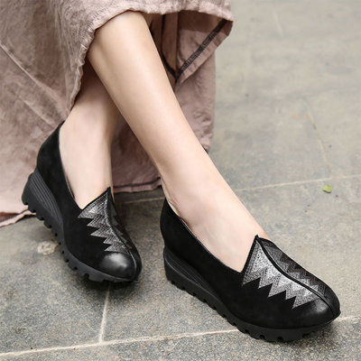 S282 New embroidery retro frosted increased women's shoes ethnic style thick-soled comfortable single shoes
