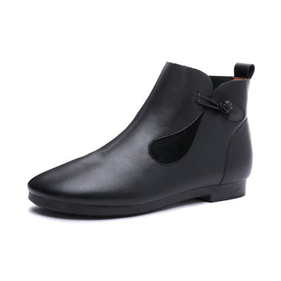S283 New Style Flat-Bottomed Forest Fresh And Fashionable Short Boots Handmade Leather Ethnic Style All-Match Women'S Sh
